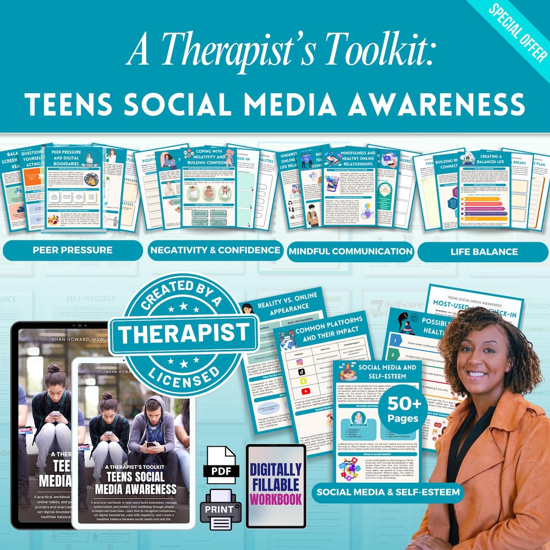 Social Media Mega Bundle Workbook, Teen Social Media Awareness, Therapy ...