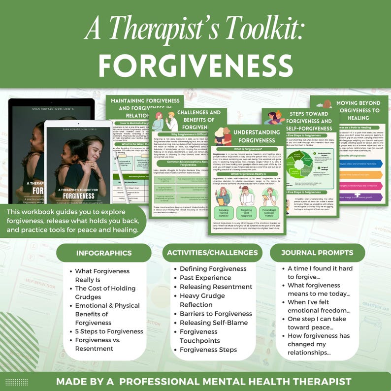 Forgiveness Mega Bundle Workbook, Therapy Worksheets, Boost Self Love ...