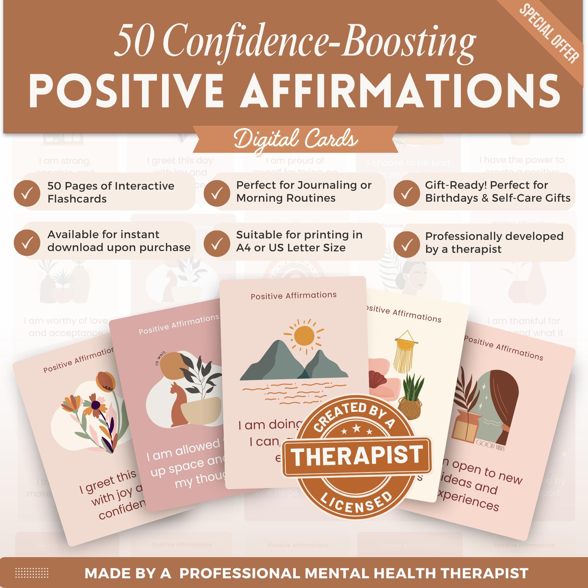 Positive Affirmation Cards, Daily Affirmations, 50 Cards, Journal ...