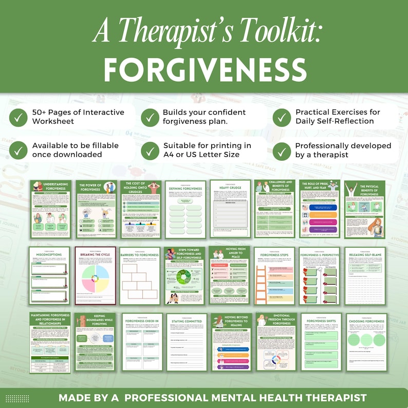 Forgiveness Mega Bundle Workbook, Therapy Worksheets, Boost Self Love ...