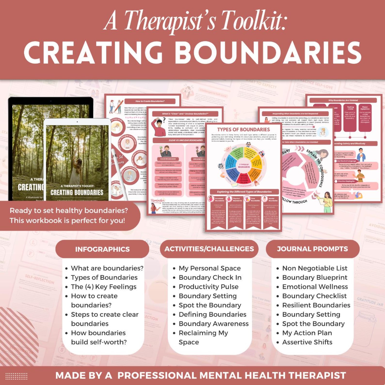 Setting Boundaries, Boundaries Workbook Mega Bundle, Therapy Worksheets ...