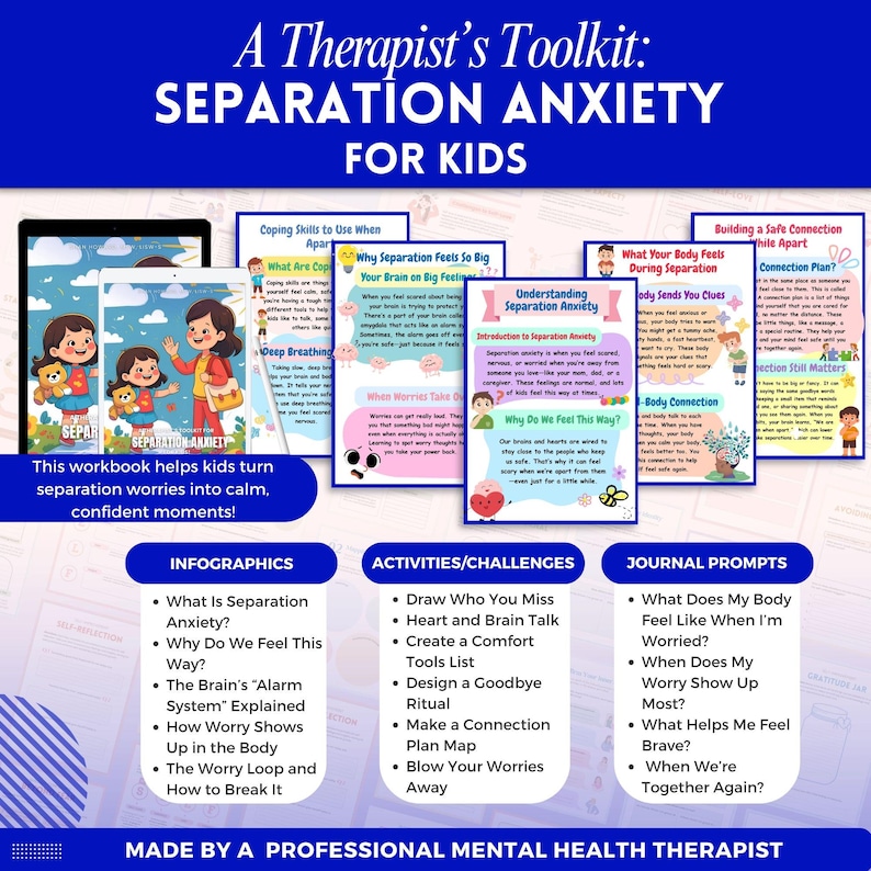Separation Anxiety for Kids Mega Bundle Workbook, for Therapist ...