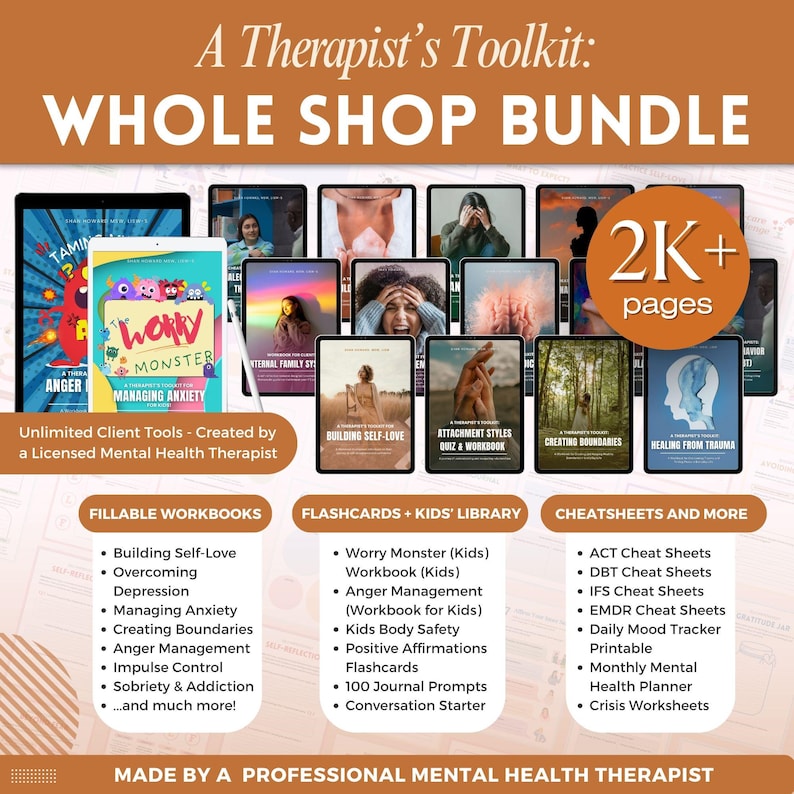 Whole Shop Bundle, Mental Health Therapy Worksheets, for Therapist ...
