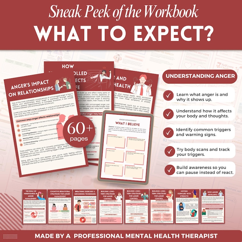 Anger Management Mega Bundle Workbook, Adults & Teens, Therapy ...