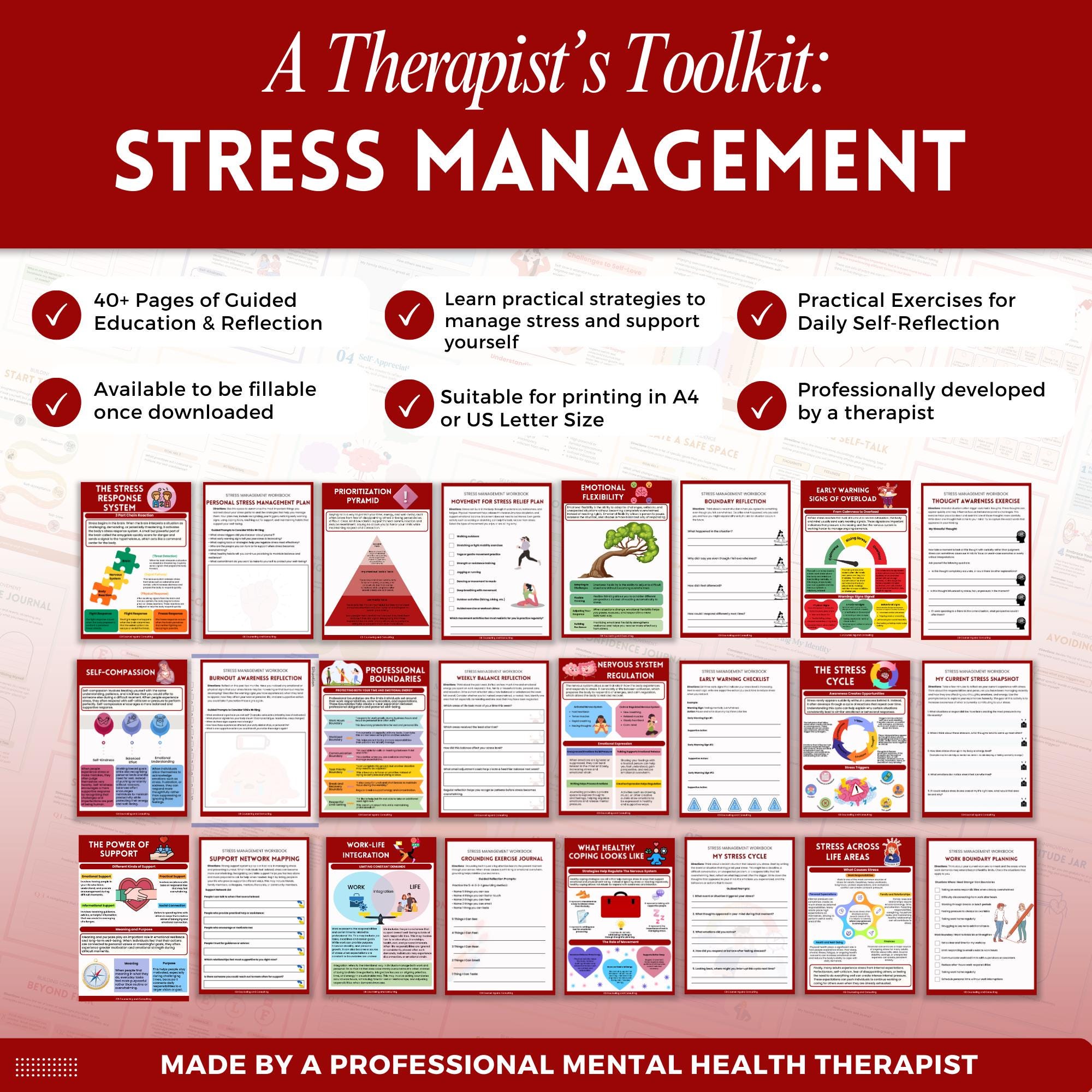 Stress Management Workbook Mega Bundle, Stress Relief, Mental Wellness ...