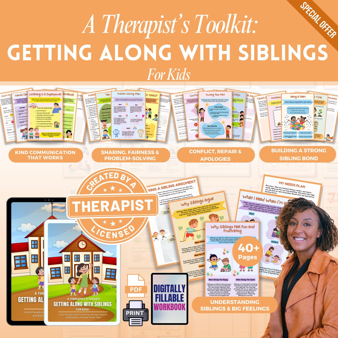 Getting Along With Siblings Workbook Mega Bundle | Sibling Conflict ...