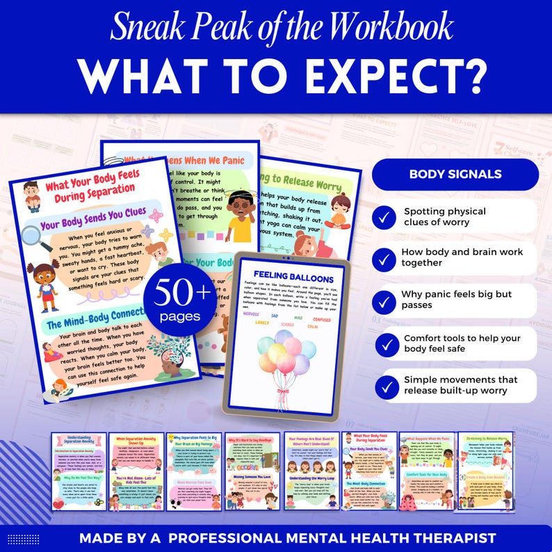 Separation Anxiety for Kids Mega Bundle Workbook, for Therapist ...