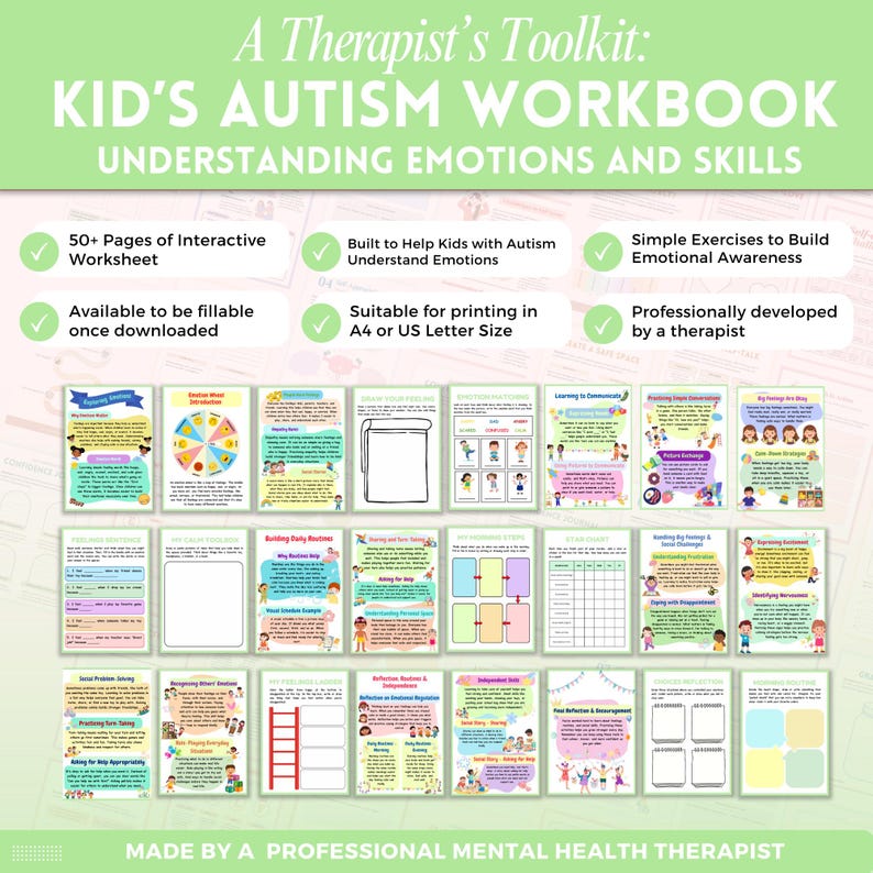 Kid's Autism Mega Bundle Workbook, for Therapist, Parents, School ...
