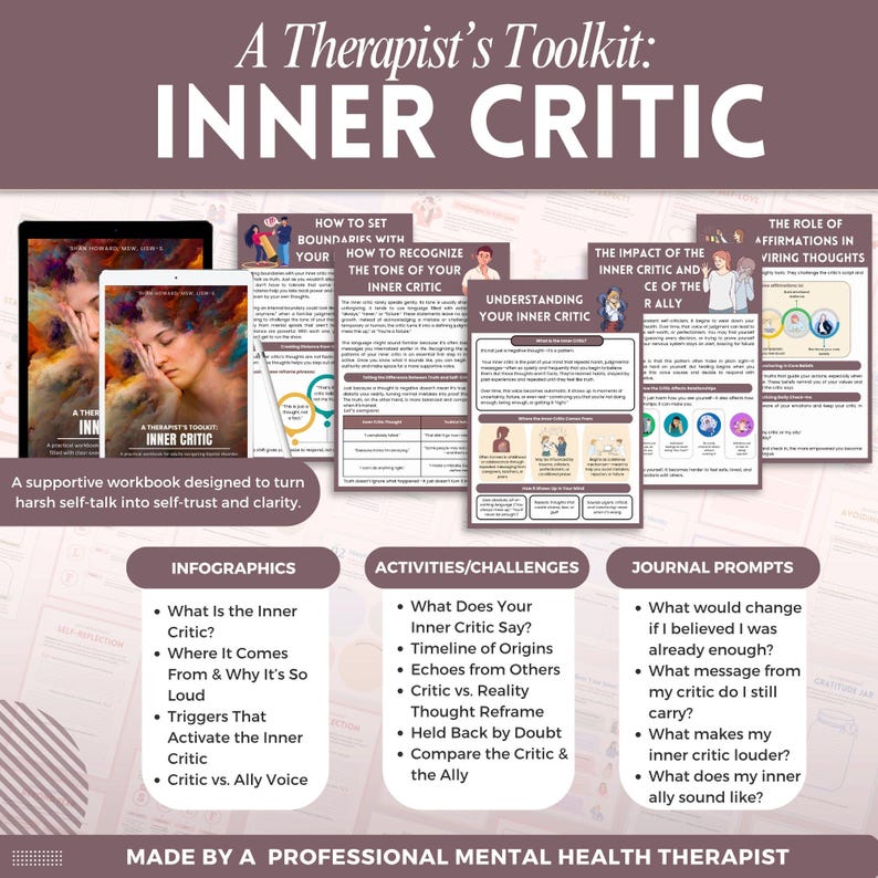 Inner Critic Mega Bundle Workbook, Self Esteem, Therapy Worksheets ...