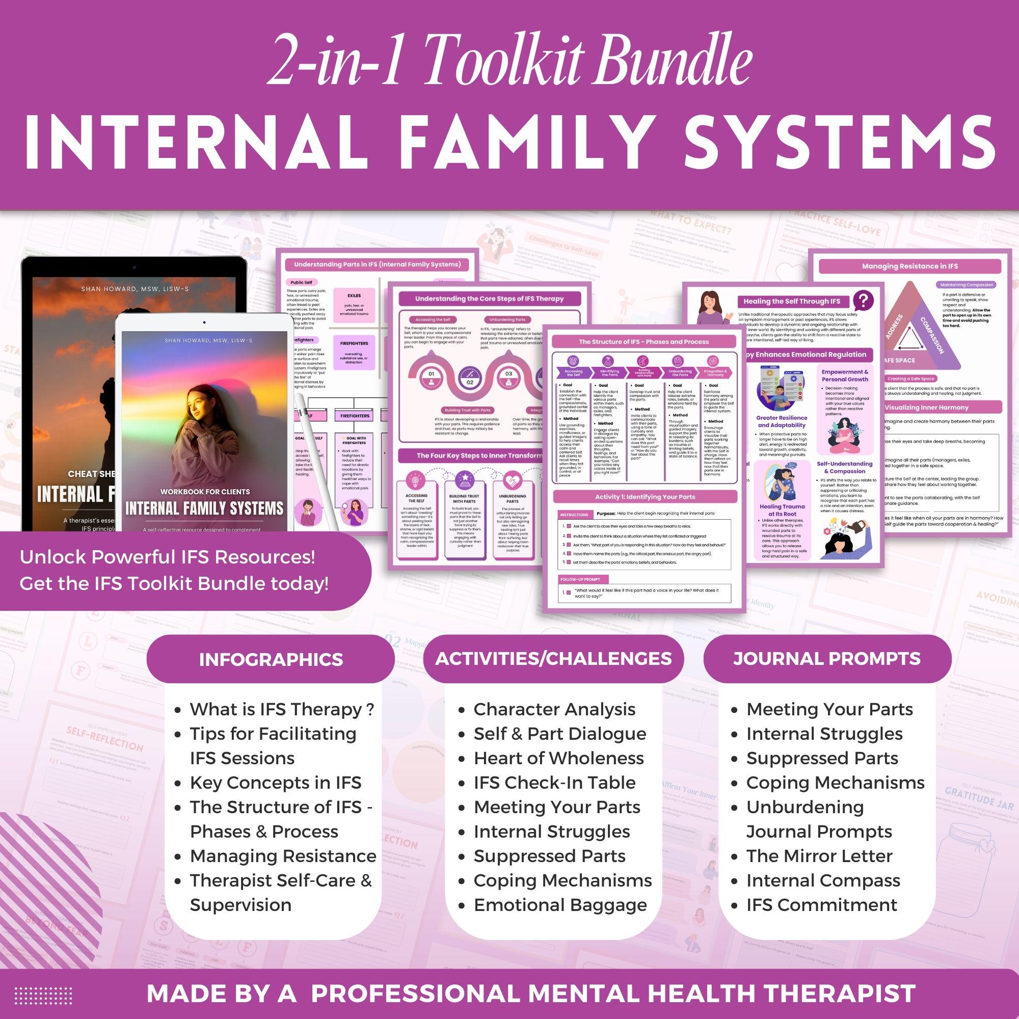 IFS Workbook for Clients + Cheat Sheets for Therapist Bundle, IFS ...