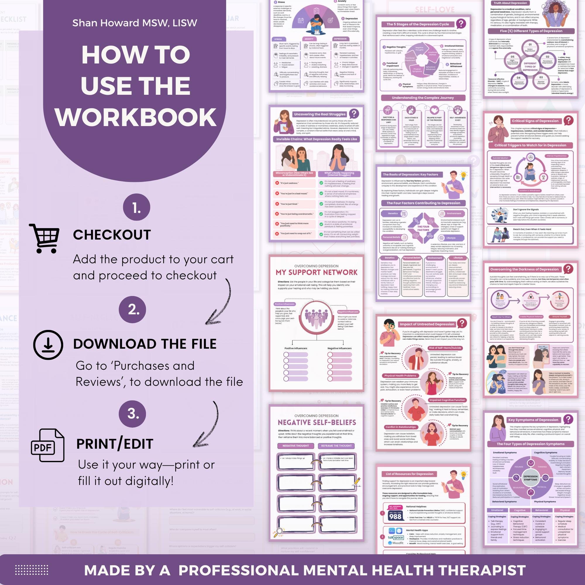 Depression Workbook, Therapy Worksheets, Coping Skills, Breaking the ...