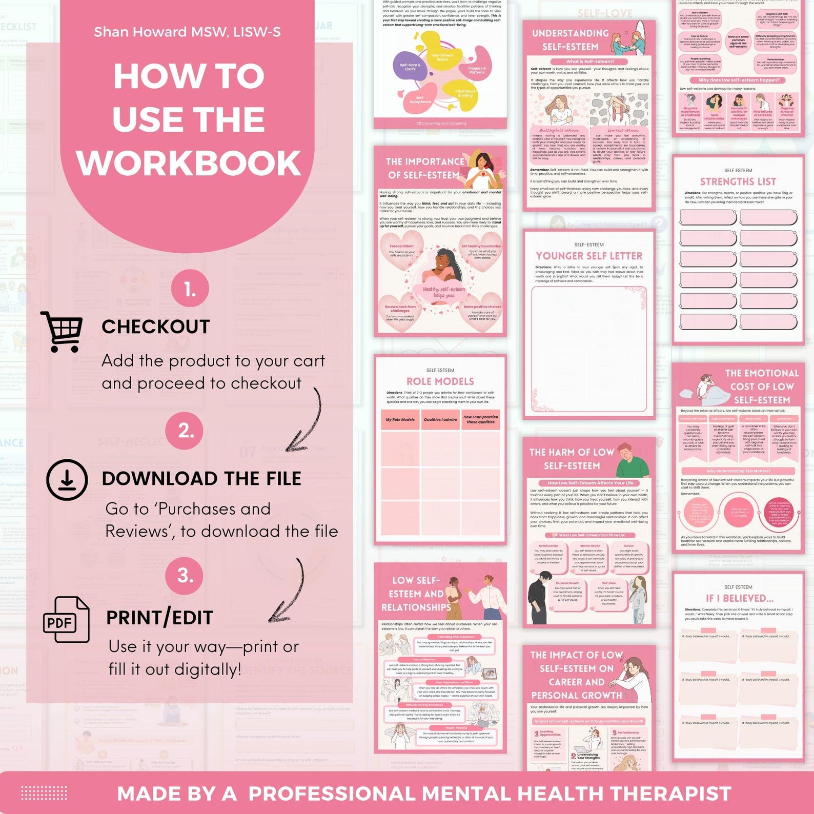 Self Worth Bundle, Therapy Worksheets, Self Esteem, Inner Critic, Self ...