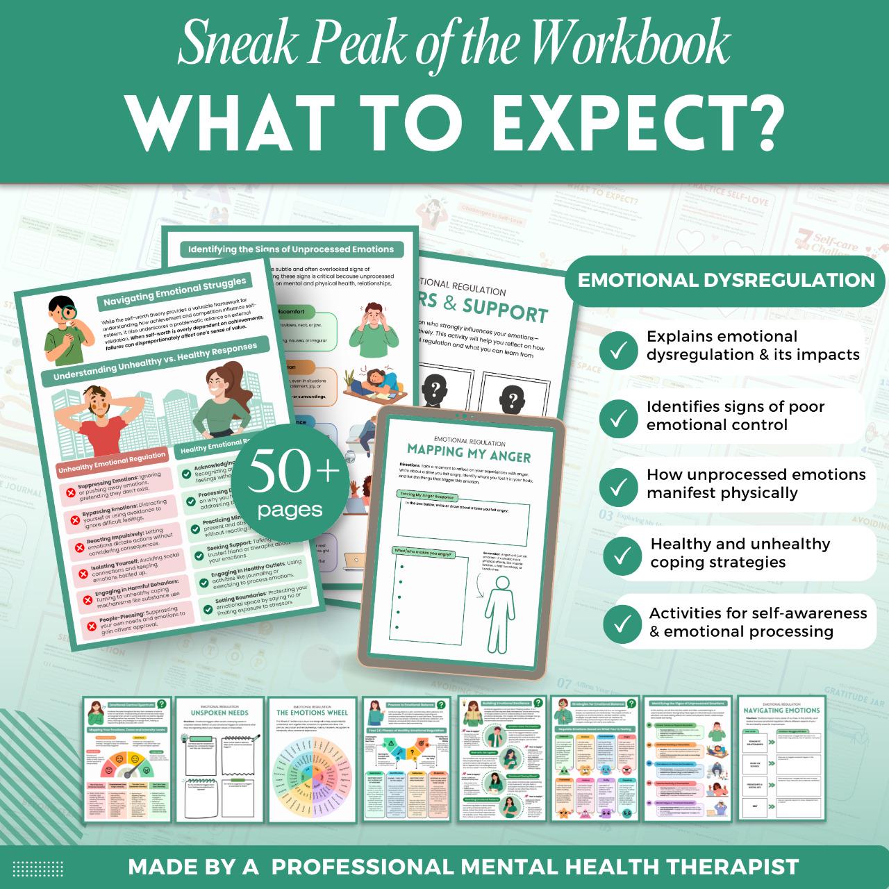 Emotional Regulation, Managing Emotions Workbook Mega Bundle, Therapy ...