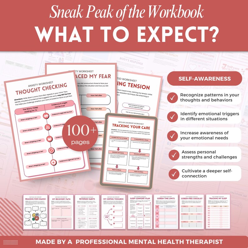 CBT Worksheet Bundle, 100 Worksheets, Cognitive Behavioral Therapy, for ...