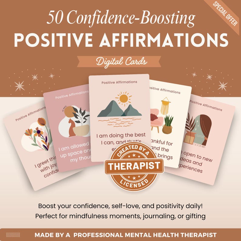 Positive Affirmation Cards, Daily Affirmations, 50 Cards, Journal ...