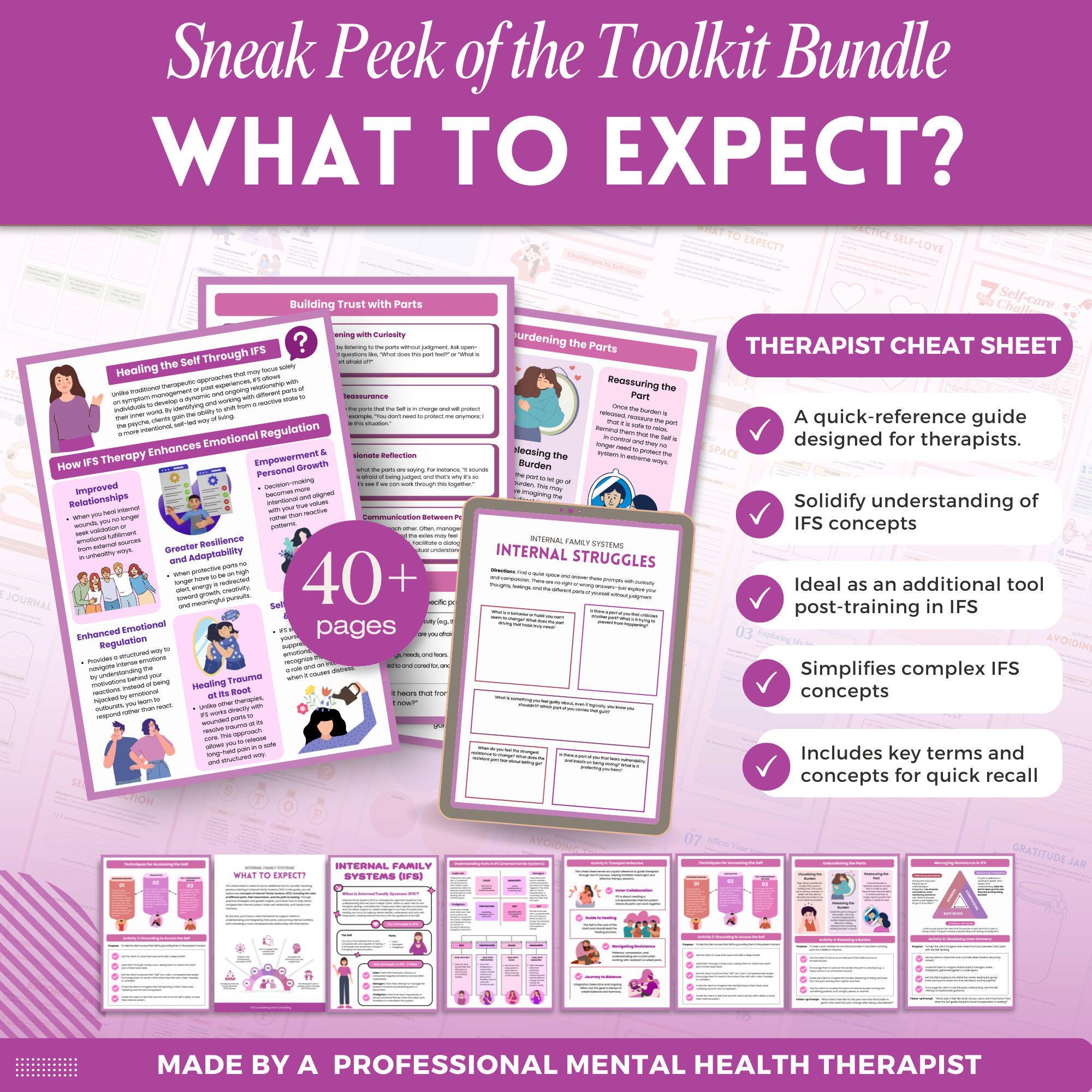 IFS Workbook for Clients + Cheat Sheets for Therapist Bundle, IFS ...