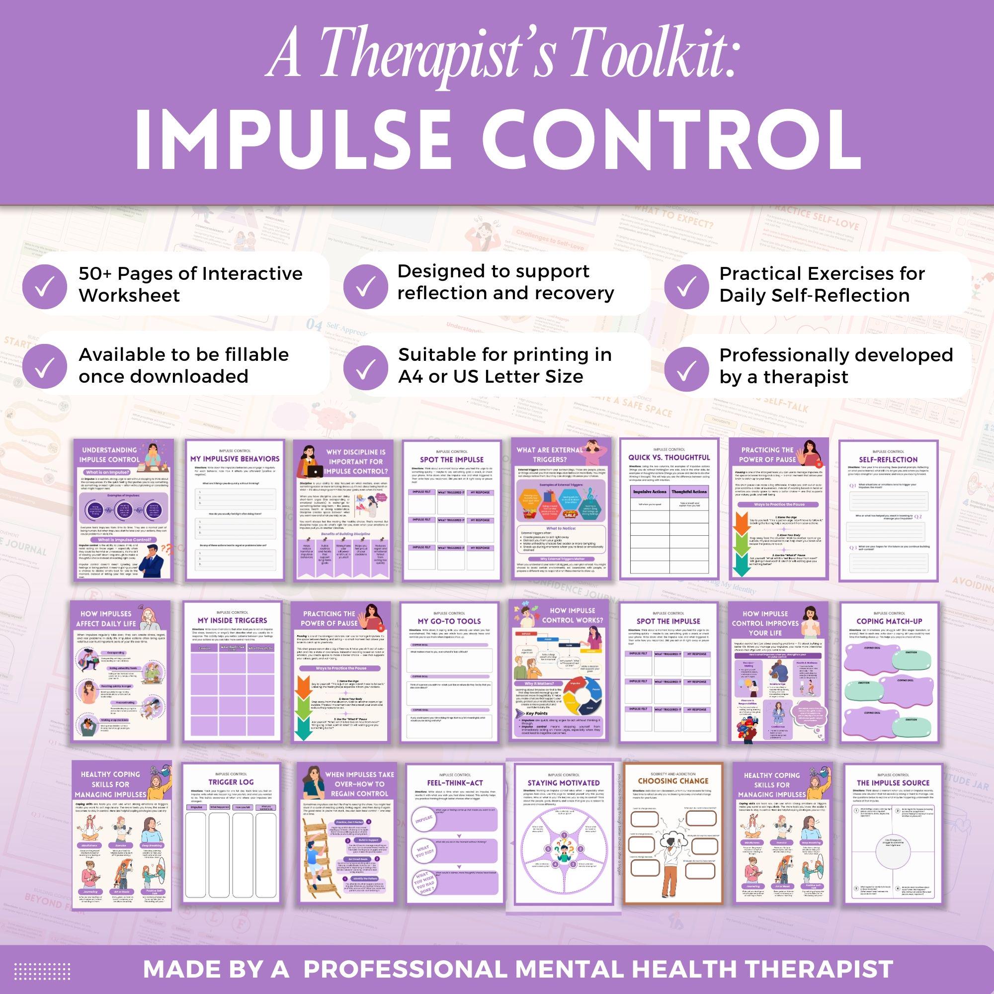 Impulse Control Mega Bundle Workbook, Emotional Regulation, Therapy ...