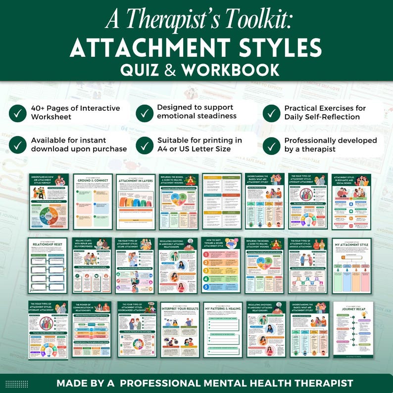 Attachment Styles Mega Bundle Quiz & Workbook, Relationships, Therapy ...
