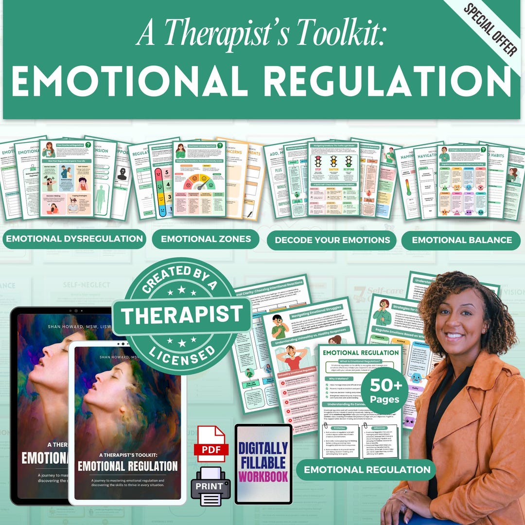 Emotional Regulation, Managing Emotions Workbook Mega Bundle, Therapy ...