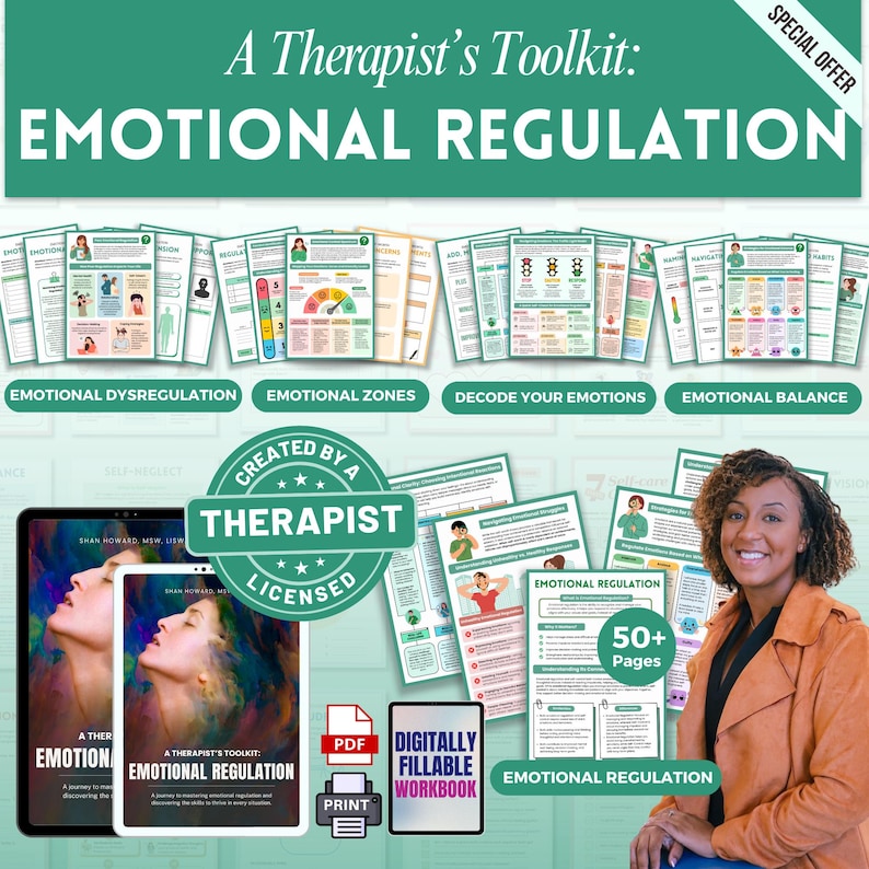 Emotional Regulation, Managing Emotions Workbook Mega Bundle, Therapy ...