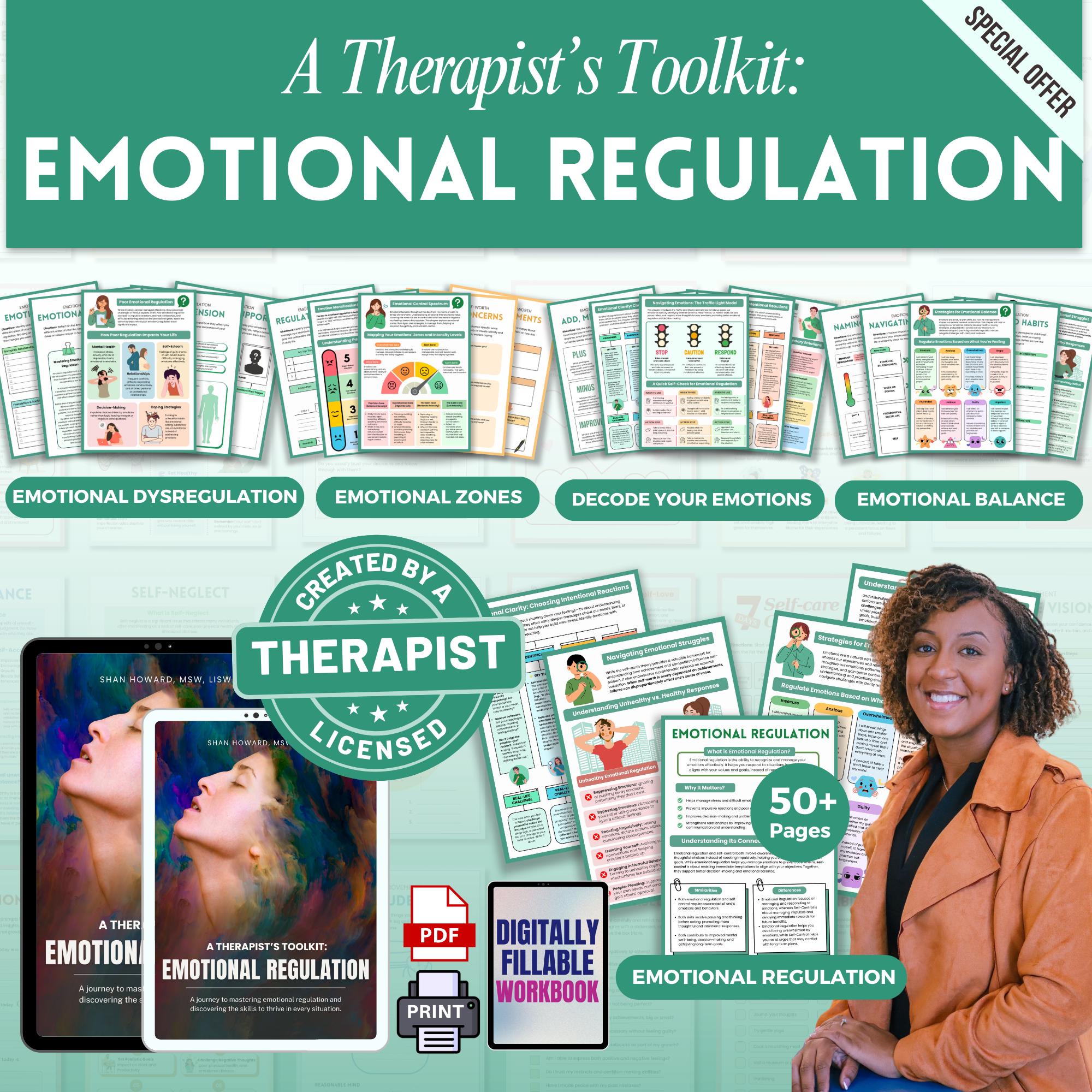 Emotional Regulation, Managing Emotions Workbook Mega Bundle, Therapy ...