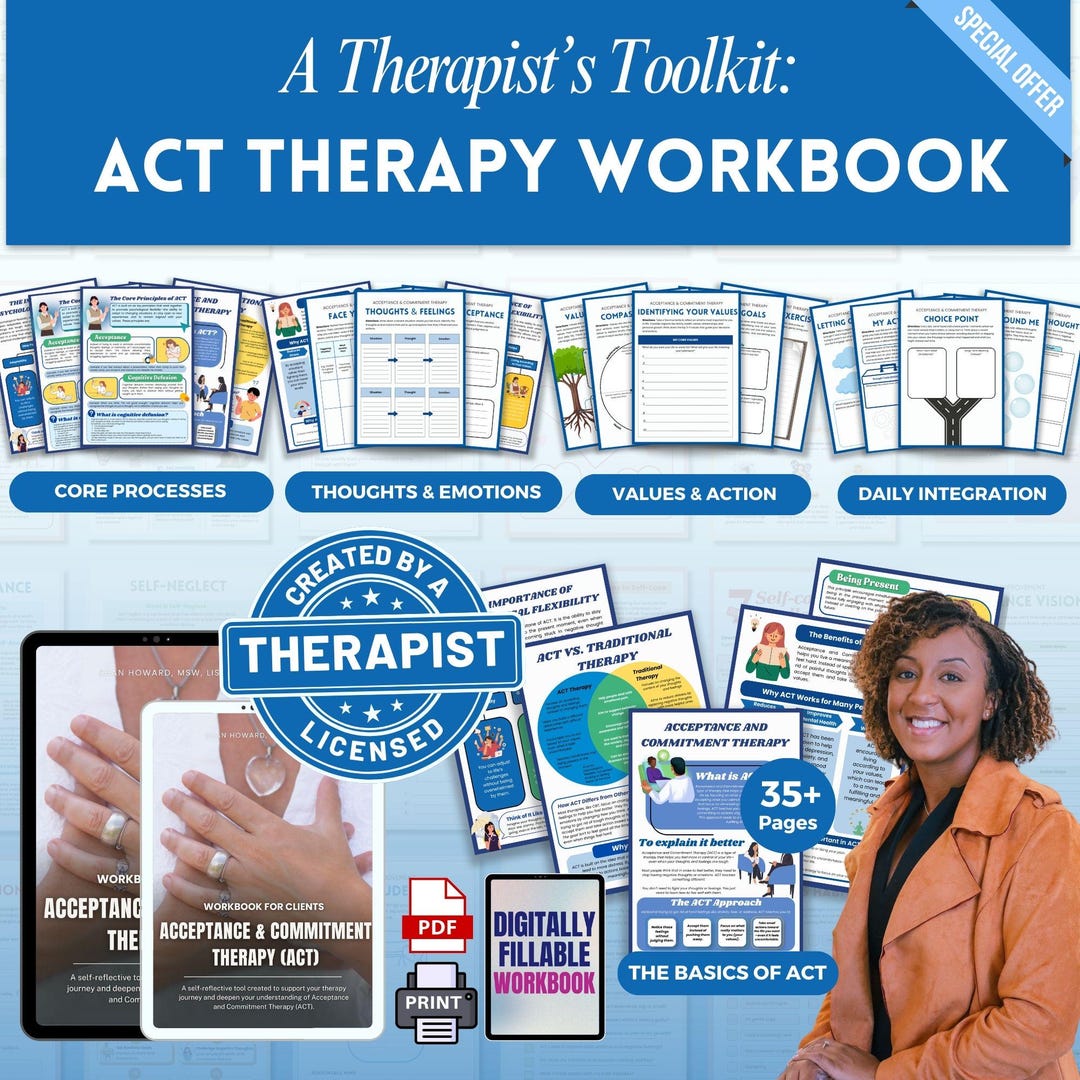 ACT Workbook for Clients Mega Bundle, Acceptance and Commitment Therapy ...