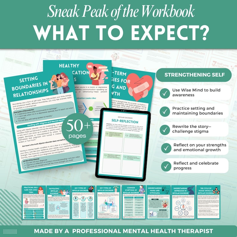 Bipolar Disorder Mega Bundle Workbook, Bipolar Mood Tracker, Therapy ...