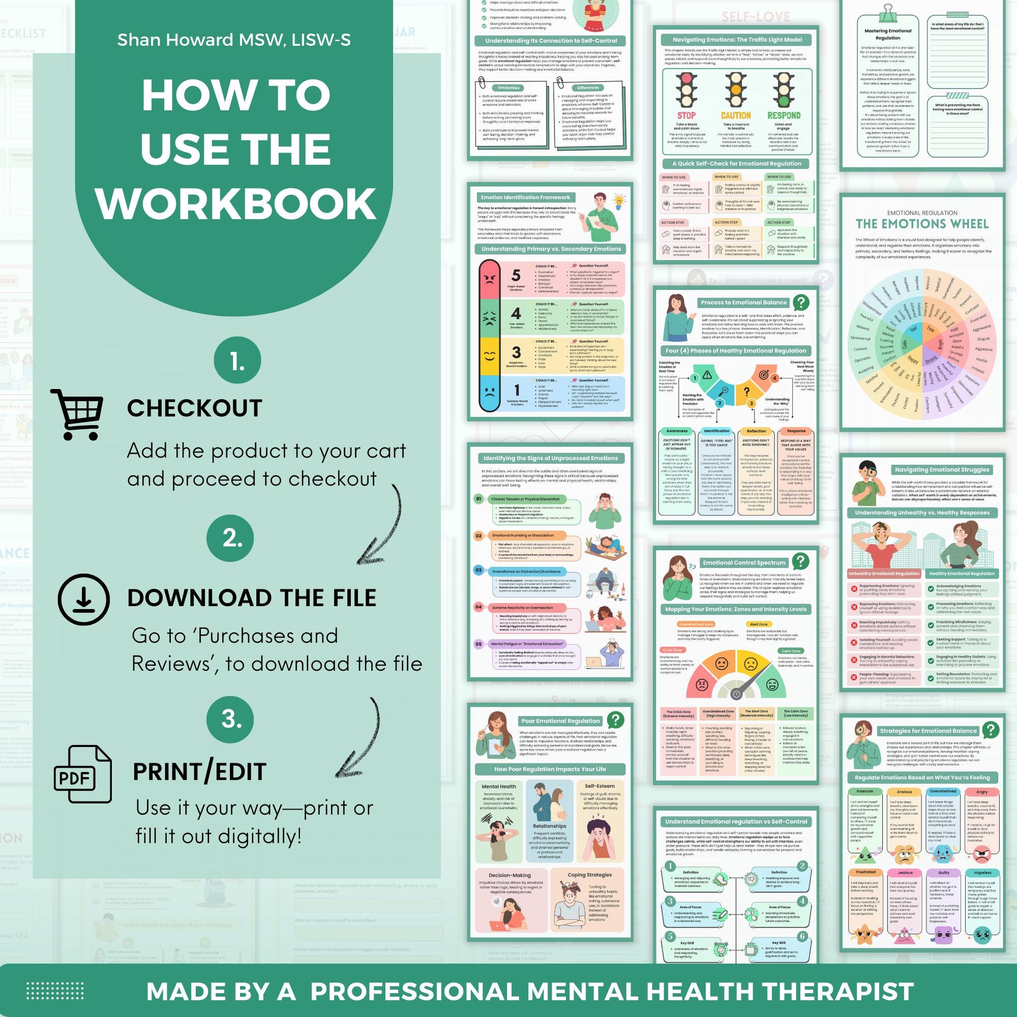 Emotional Regulation, Managing Emotions Workbook Mega Bundle, Therapy ...