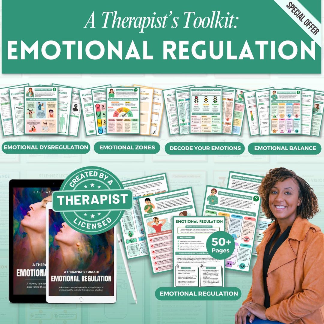 Emotional Regulation, Managing Emotions Workbook Mega Bundle, Therapy ...
