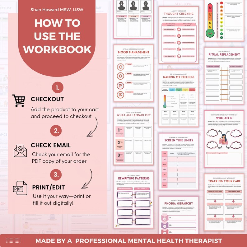 CBT Worksheet Bundle, 100 Worksheets, Cognitive Behavioral Therapy, for ...