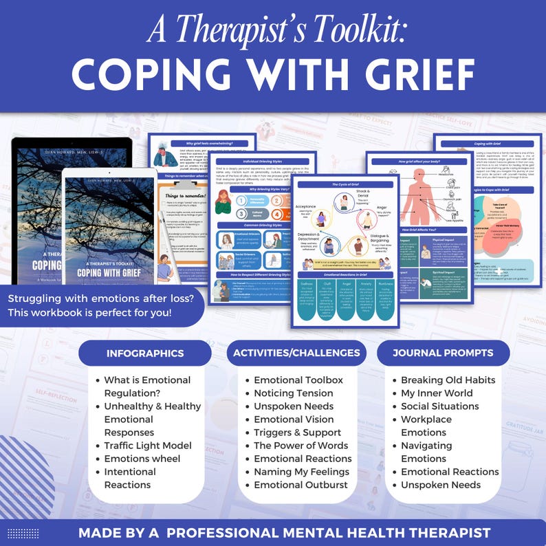 Grief and Loss Workbook Mega Bundle, Coping With Grief Journal, Therapy ...