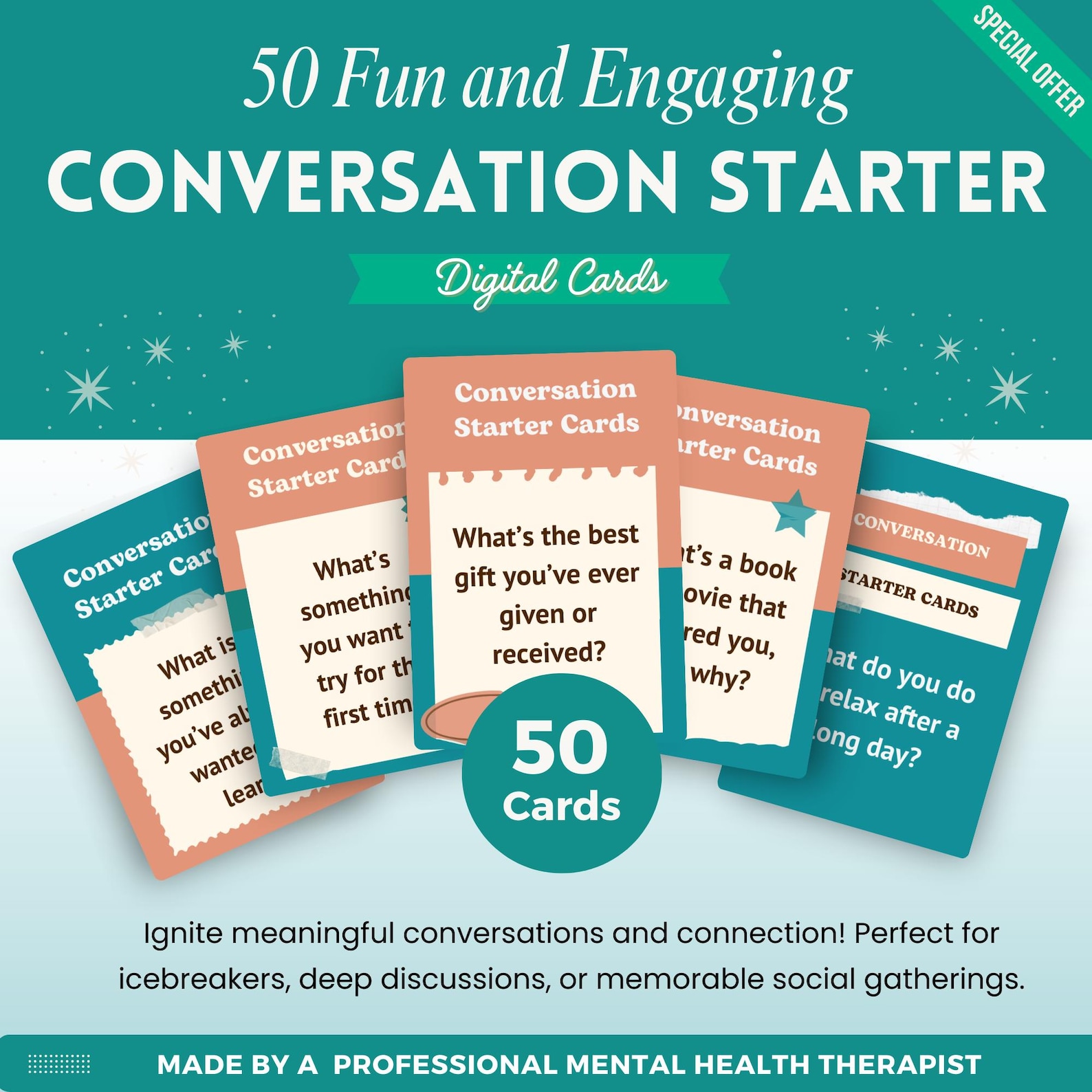 Conversation Starters: 50 Cards, Ice Breaker, Group Therapy ...