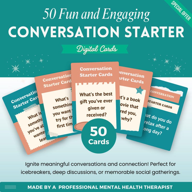50 Conversation Starter Cards: Therapy, Relationships, Team Building ...