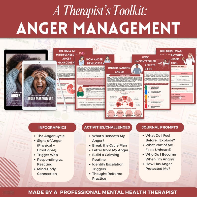 Anger Management Mega Bundle Workbook, Adults & Teens, Therapy ...