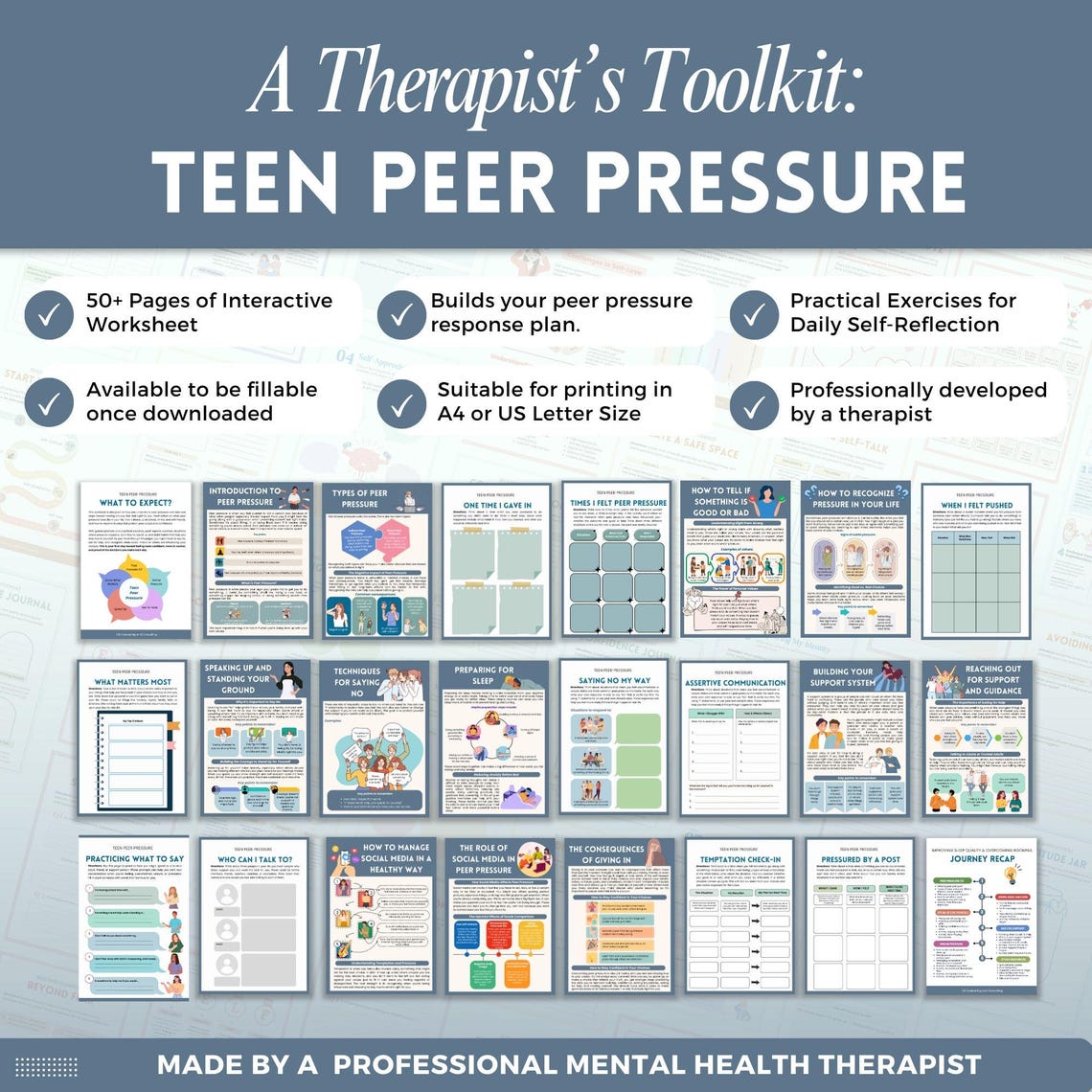 Peer Pressure Mega Bundle Workbook, Teen Peer Pressure, Therapy ...