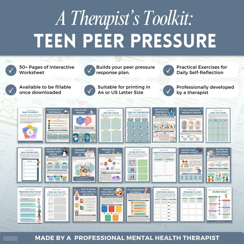 Peer Pressure Mega Bundle Workbook, Teen Peer Pressure, Therapy ...