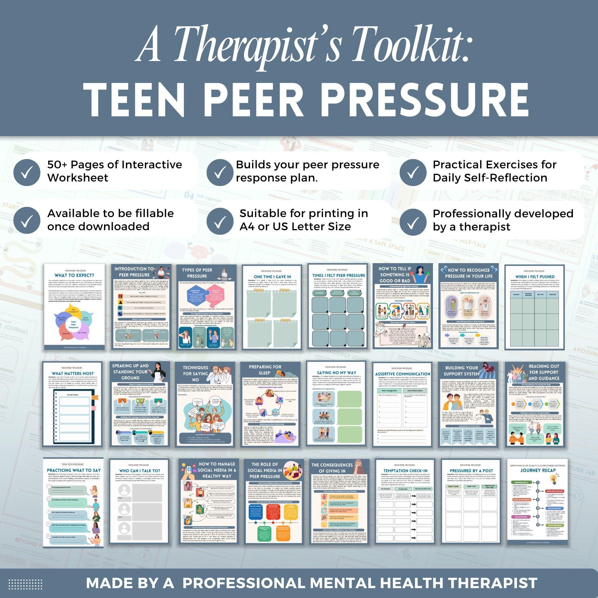 Peer Pressure Mega Bundle Workbook, Teen Peer Pressure, Therapy ...