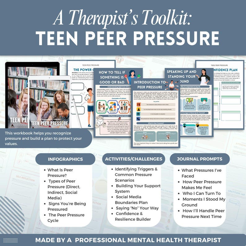 Peer Pressure Mega Bundle Workbook, Teen Peer Pressure, Therapy ...
