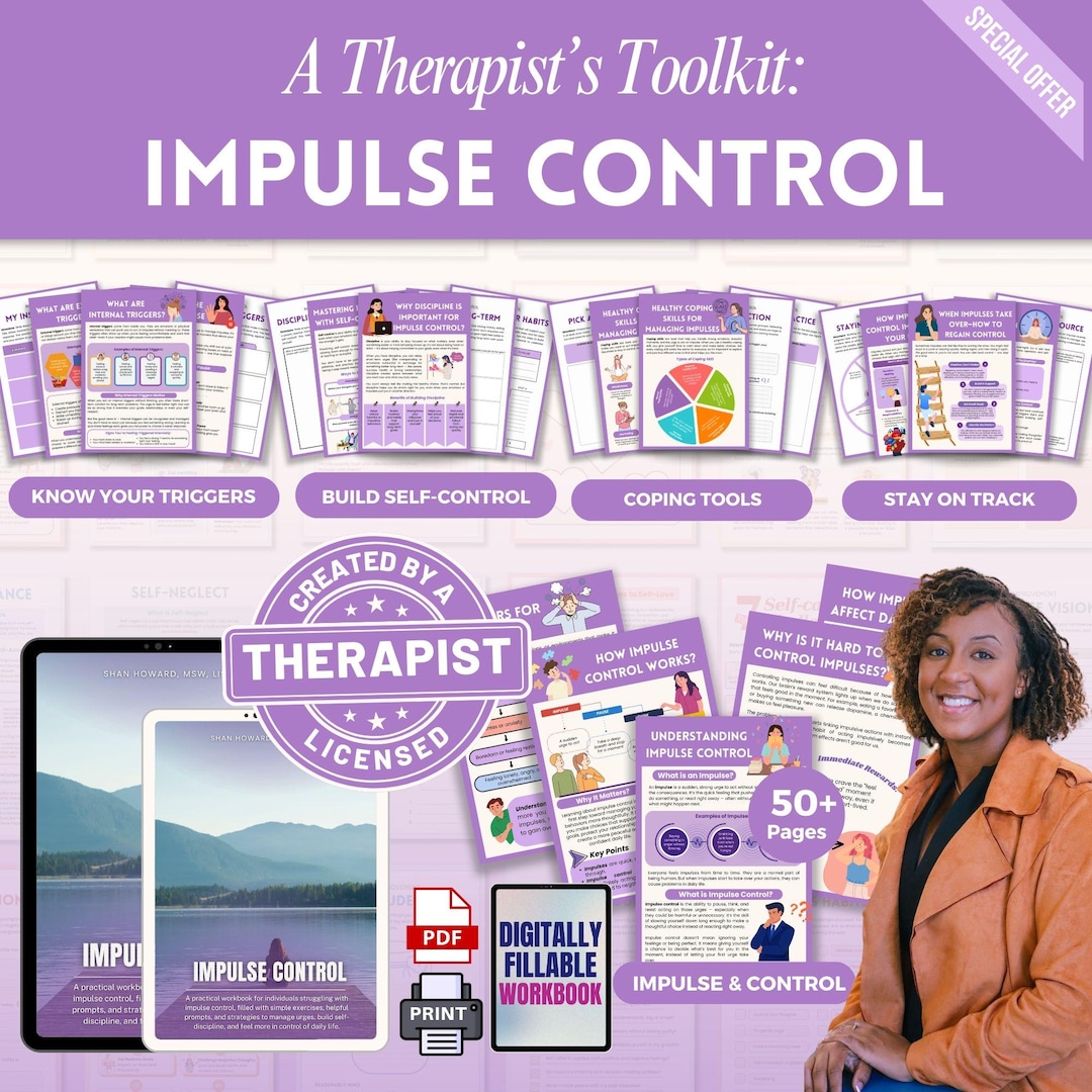 Impulse Control Mega Bundle Workbook, Emotional Regulation, Therapy Worksheets, ADHD, DBT ...