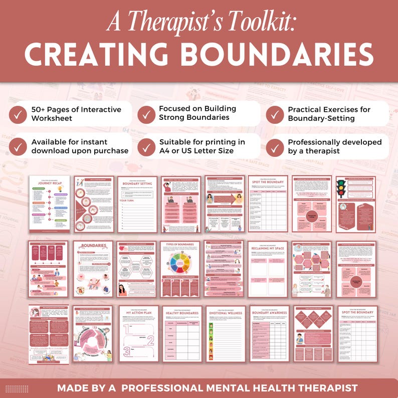 Setting Boundaries, Boundaries Workbook Mega Bundle, Therapy Worksheets ...