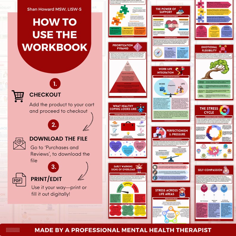 Stress Management Workbook Mega Bundle, Stress Relief, Mental Wellness ...