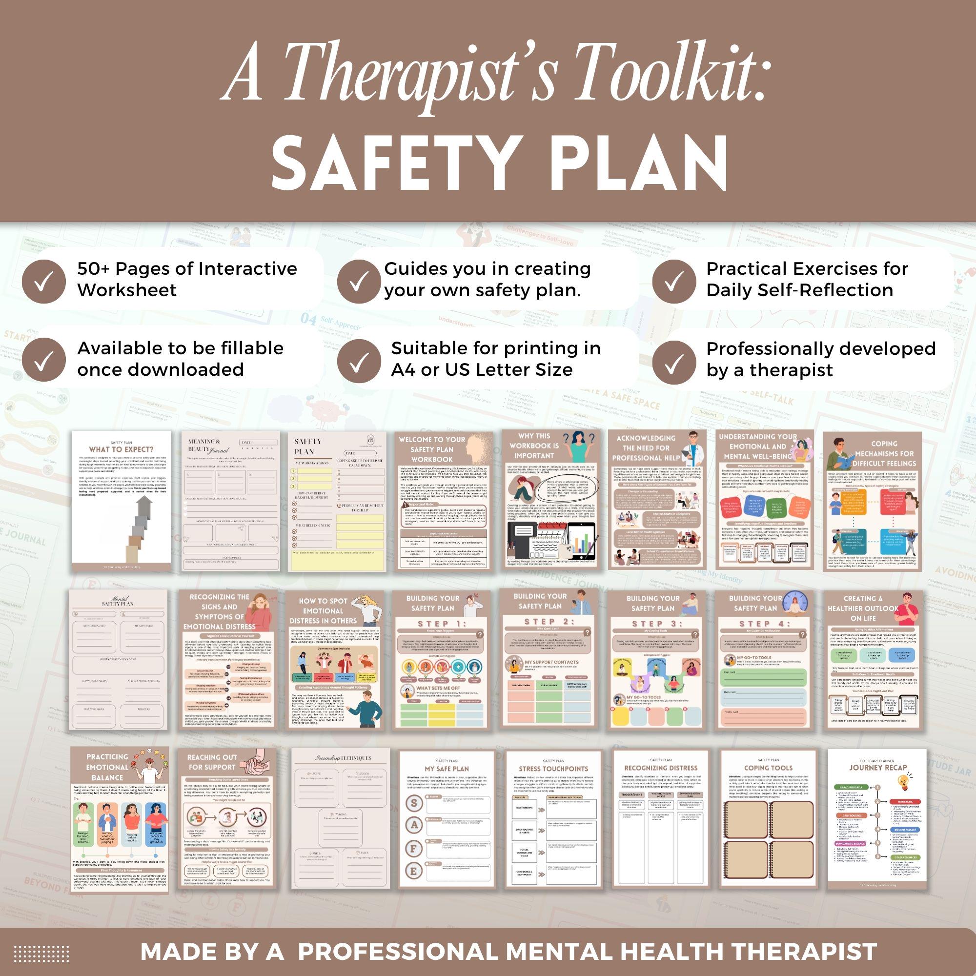Safety Plan Mega Bundle Workbook, Crisis Plan Worksheets, Therapy ...