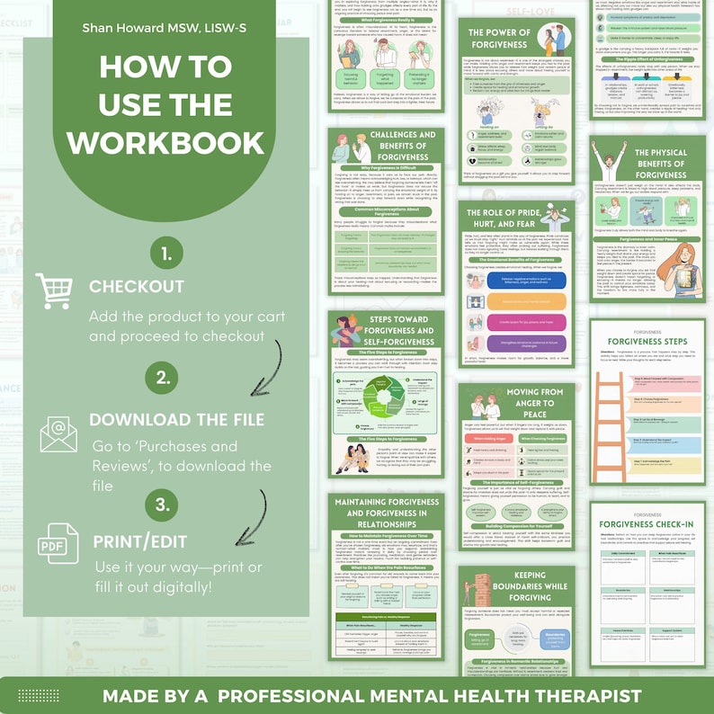 Forgiveness Mega Bundle Workbook, Therapy Worksheets, Boost Self Love ...