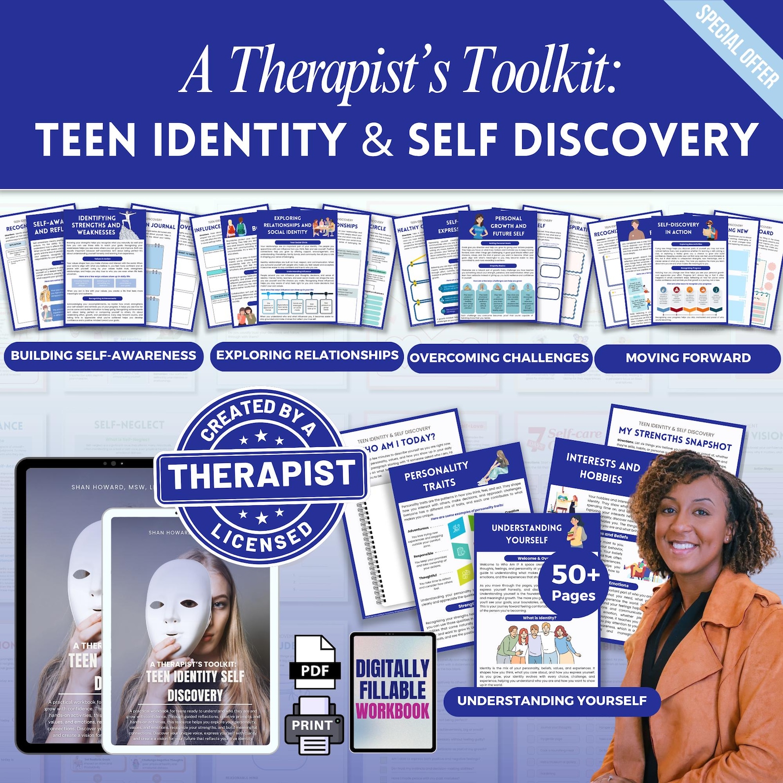 Teen Identity & Self Discovery Mega Bundle Workbook, Therapy Worksheets ...