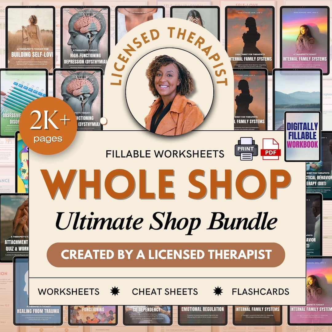 Whole Shop Bundle, Mental Health Therapy Worksheets, for Therapist ...