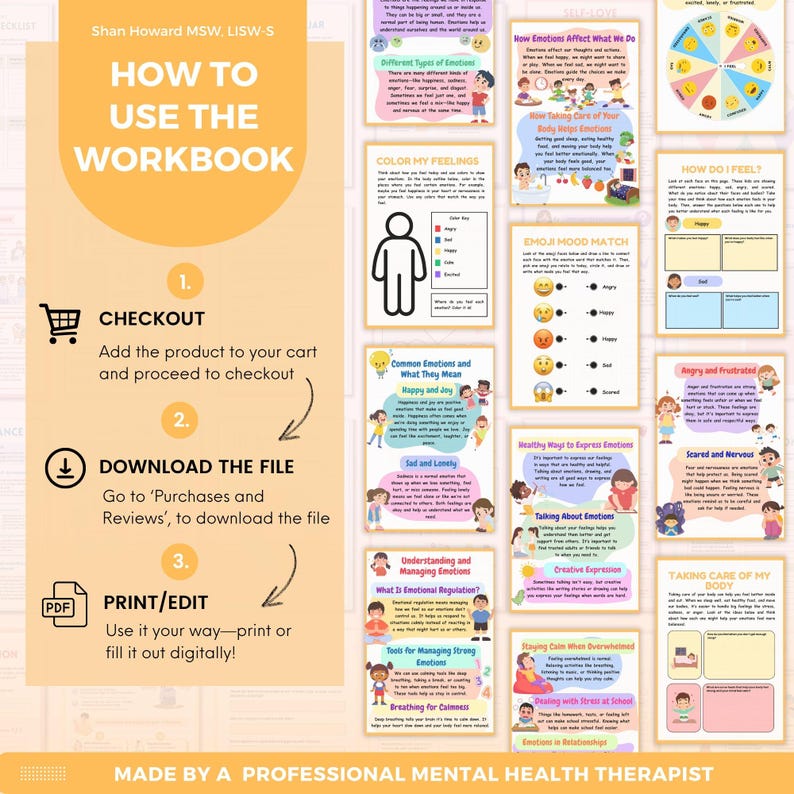 Kids Emotional Regulation Mega Bundle Workbook, Self Awareness, Therapy ...