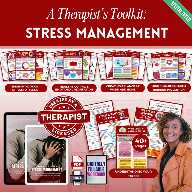 Stress Management Workbook Mega Bundle, Stress Relief, Mental Wellness ...