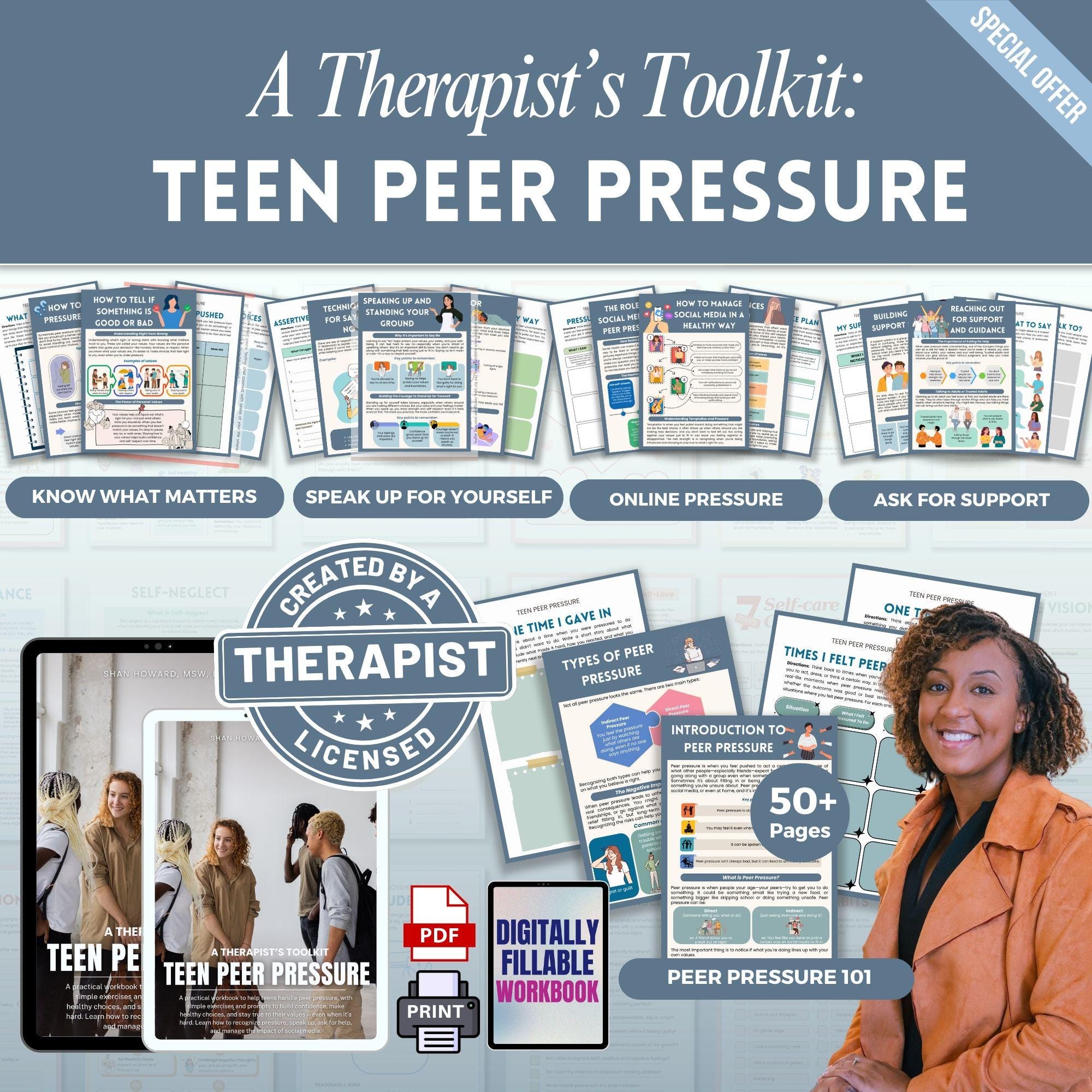 Peer Pressure Mega Bundle Workbook, Teen Peer Pressure, Therapy ...