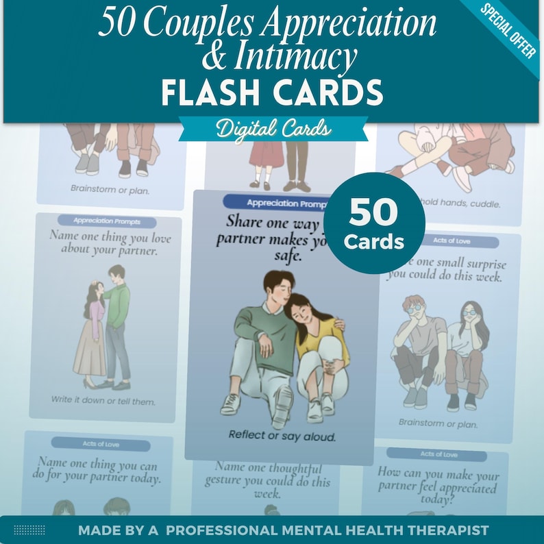 Couple's Intimacy Flashcards, Couple Counseling Cards, Relationship ...