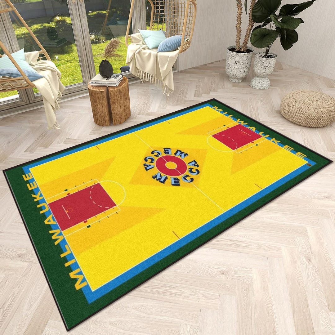 Milwaukee Bucks Basketball Court Room Rug - Etsy